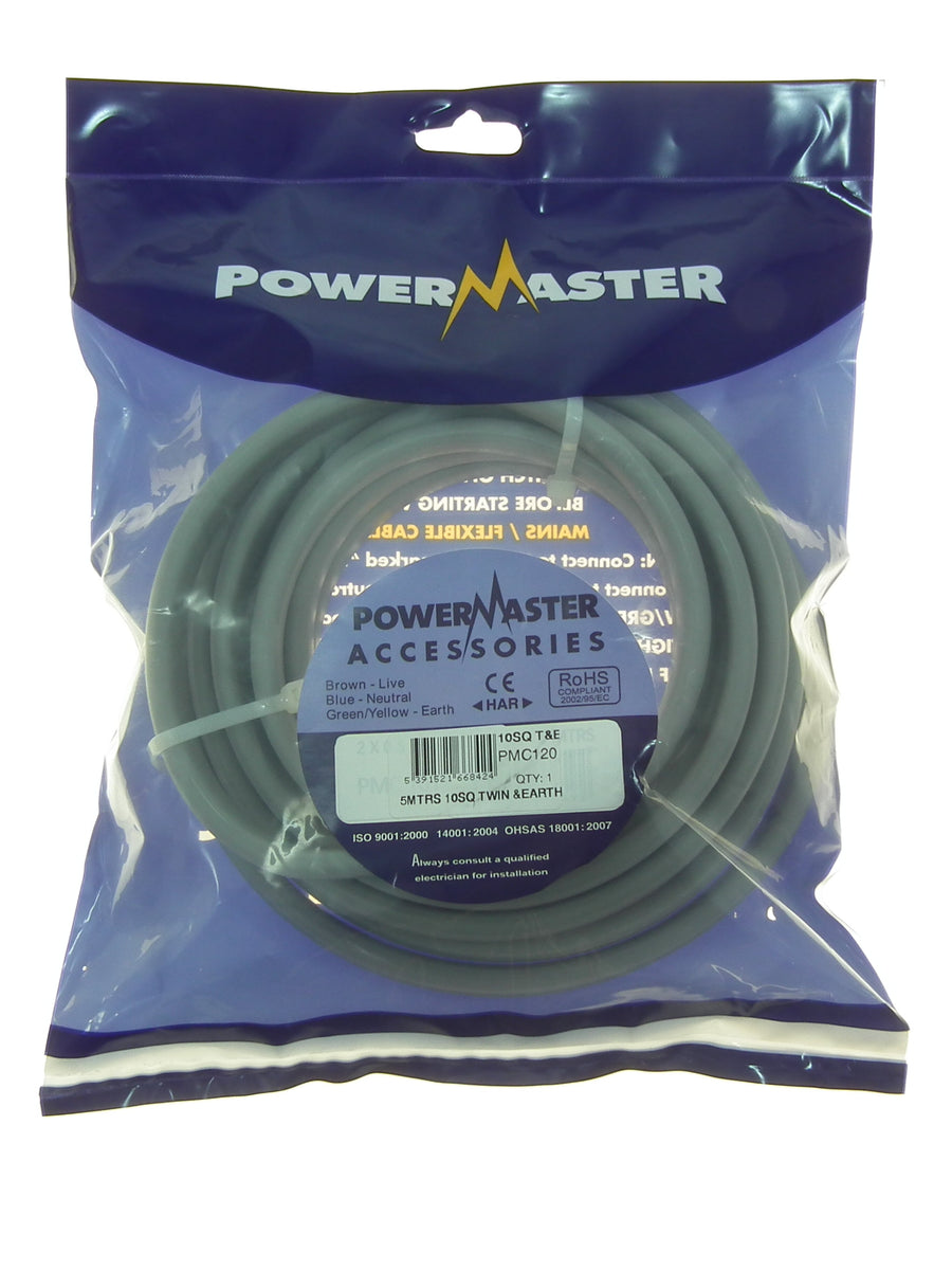 POWERMASTER 10 SQ MM 5 MTR TWIN & EARTH CABLE (LSF NEW SPEC ...